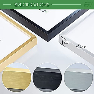 FrameWorks 11”x14” Matted to 8”x10” – Deluxe Brass Gold Aluminum Contemporary Picture Frame with Tempered Glass and Removable Mat