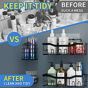 Xiaozxwlhq Corner Shower Caddy Hanging, Adhesive Shower Organizer for Bathroom, No Drilling, Extra Large Load Bearing, Bathroom Organizer, Bathroom Shower Shelves, 5 Pieces Set (Black)