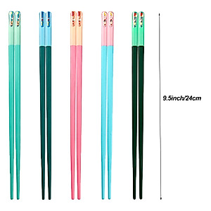 5 Pairs Fiberglass Chopsticks, Slivek Reusable Premium Japanese Chinese Korean Chopsticks Dishwasher Safe, Non-slip, Lightweight, 9.5 inches - Morandi Color