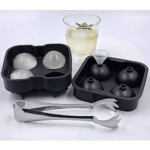 Stainless Steel Whiskey Stones, Beverage chilling Rocks, Reusable stainless steel ice balls with Sphere Ice ball tray. Total set of 7
