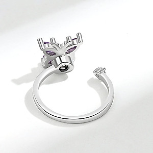 YJZON 925 Sterling Silver Anxiety Ring for Women,Adjustable Open Cubic Zirconia Ring with Gift Box,Fidget Rings Butterfly Spinner Ring for Anxiety Relief