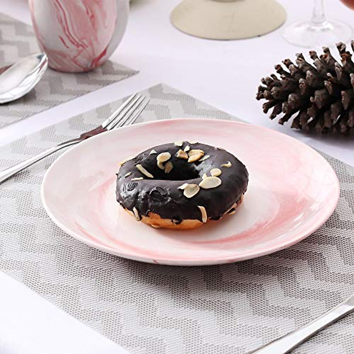 TBGFPO 16-Piece Multicolor Ceramic Porcelain Dinner Set with 4*Dinner Plate, Dessert Plate, Bowl, Mug Set Service for 4