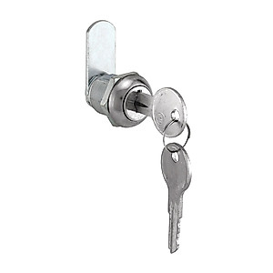 Prime-Line U 9941KA Diecast Keyed Alike Drawer and Cabinet Lock, 3 Cams, Trim Collar, 2 Washers, 2 Keys and Fasteners, 5/8” Length for 5/16” Max Panel Thickness, Stainless Steel (Set of 1)