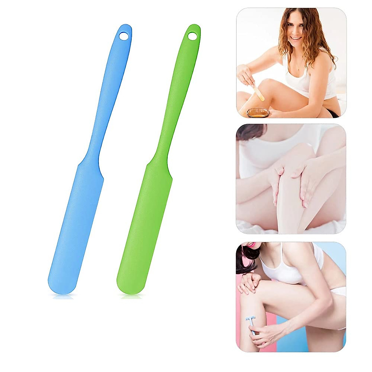 3 Pcs Non-stick Wax Spatulas Reusable Silicone Spatula Waxing Applicator Hair Removal Sticks Applicator Spatula Large Area Scraper Hard Wax Sticks for Home Salon Body Use(Green/Blue/Orange)