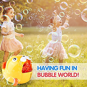 KINDIARY Bubble Machine, Automatic Bubble Blower, Portable Bubble Maker for Kids Toddlers with 5000+ Bubbles/min, 2 Speeds, 12.8oz Capacity, Powered by Plug-in or Batteries for Indoor Outdoor Parties