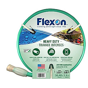 Flexon FXG58100 5/8-Inch x 100-Foot Heavy Duty 5-Ply Forever Garden Hose, Green
