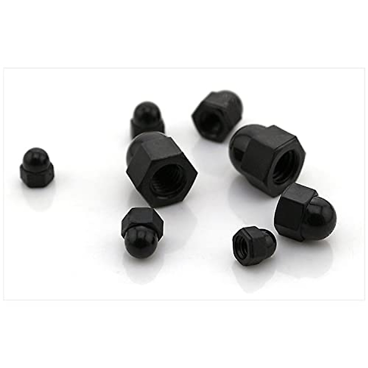 MroMax Acorn Hex Cap Nuts M3 Dome Cap Head Nuts Nylon Hexagon Decorative Crown Cap Locknuts Fasteners for Screws Bolts Black Tone 10Pcs