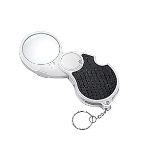 Magnifying Glass with Light, Lighted Magnifying Glass, 5X Handheld Pocket Magnifier Small Illuminated Folding Hand Held Lighted Magnifier for Reading Coins Hobby Travel - 45 Mm Diameter