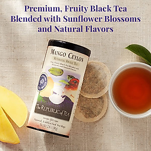 The Republic of Tea – Mango Ceylon Black Tea, Metabolic Frolic Tea, 50 Tea Bag Tin