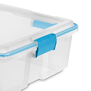Sterilite Gasket Box, Stackable Storage Bin with Latching Lid, 37 Quart, 12 Pack