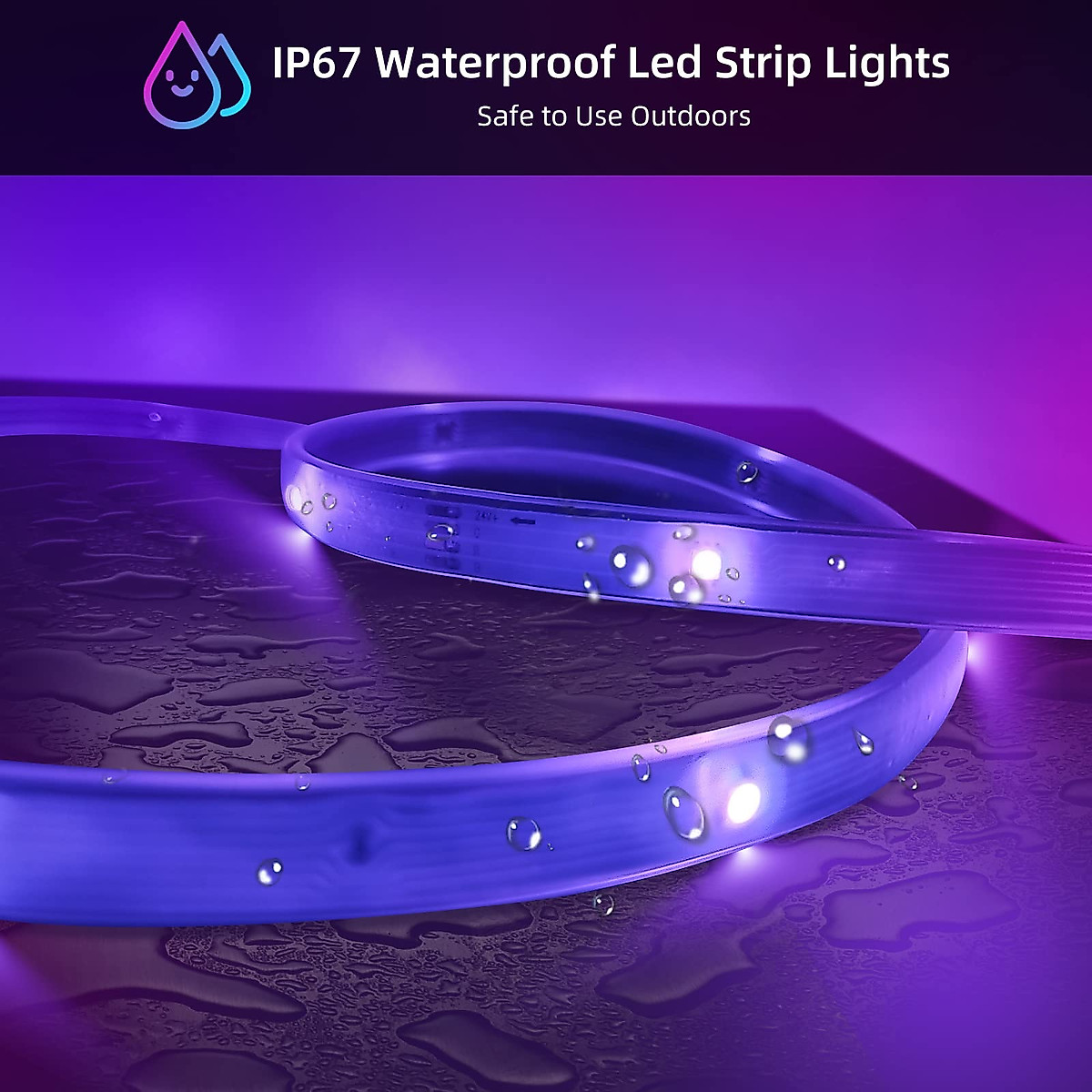 HEDYNSHINE 100ft Outdoor led Strip Lights Waterproof-IP 67 led Lights Smart Phone Control,RGB Color Changing with 44key Remote,Music SYNC,LED Strip Lights Outdoor use 100ft（2 Rolls x50ft）