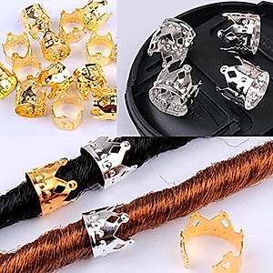 2 PCS Latch Hook Crochet Needle + 30 PCS Dreadlocks Hair Ring Decoration Braiding Hair Silver Gold Metal, for Crochet Braids Hair Decoration Accessories