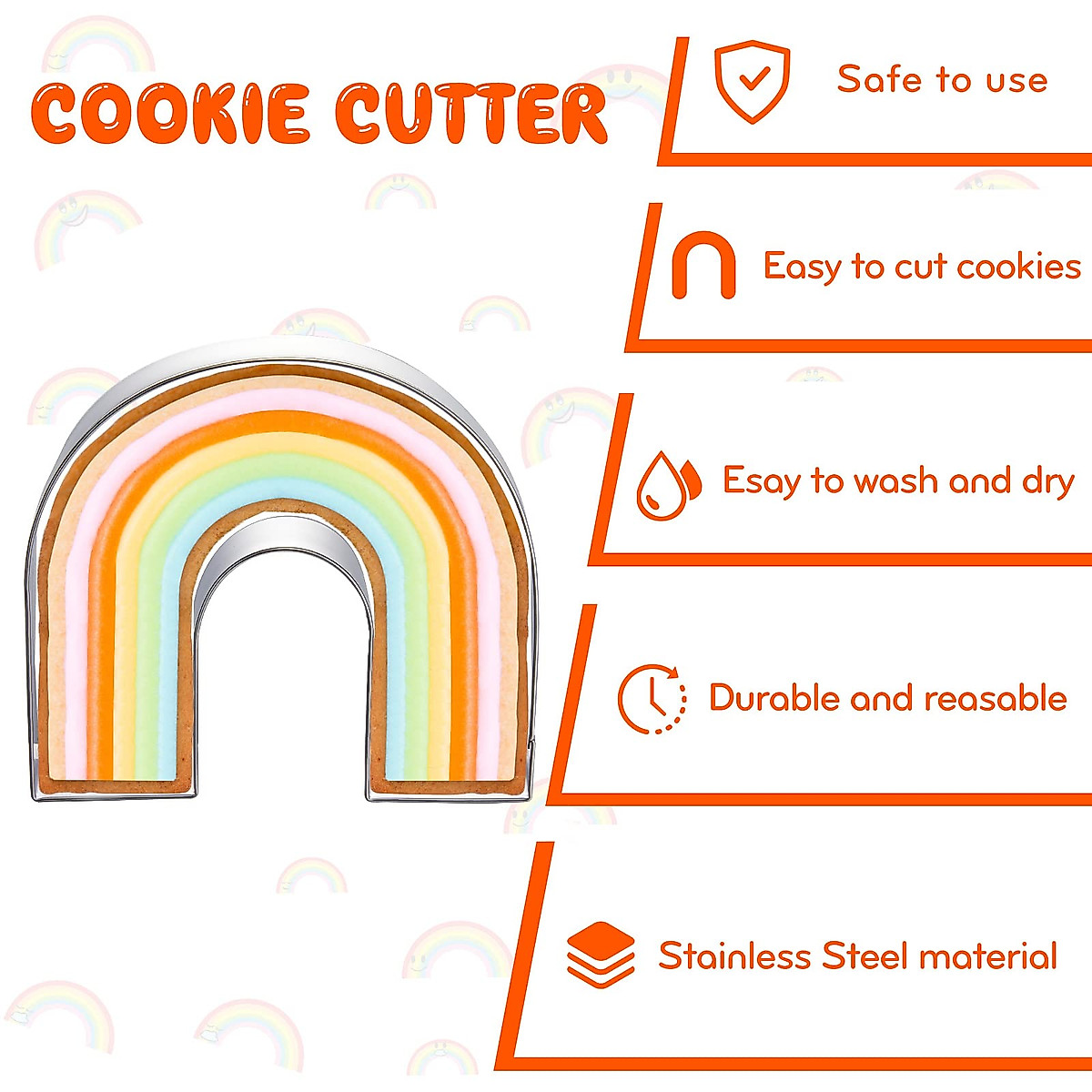 Metal Cookie Cutter Set Rainbow Cloud Cookie Cutters Stainless Biscuit Molds Fondant Cutter Set DIY Baking Pin 1st Birthday Cake Star Teddy Bear Moon Cookie Cutter for Kitchen Baking (Cool,5 Pcs)