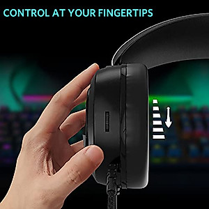 FIODIO Gaming Headset with Surround Sound Stereo for Xbox One PC Switch Tablet, Noise Cancelling Over Ear Headphones with Mic LED Light