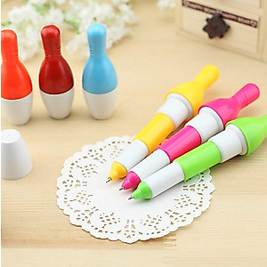 SWTOOL 30pcs Bowling Ballpoint Pen Cute Cartoon Retractable Ball Pen for Kids (Random Color)