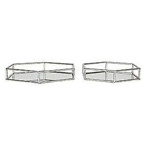 Kate and Laurel Felicia Modern Glam 2-Piece Nesting Metal Mirrored Decorative Accent Trays, Silver