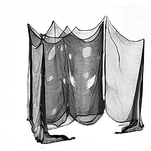 Linkbro (48 x 240 in.) Halloween Creepy Cloth, Spooky Giant Cheese Cloth Tapestry for Halloween Party Supplies Decorations Outdoor Yard Home Wall Decor, Black