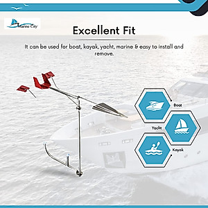 MARINE CITY 316 Grade Stainless Steel Marine Sailboat Masthead Wind Direction Indicator 14-1/2 Inches Stainless Steel LED Light for Marines – Boats – Yachts (Pack of 1)