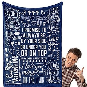 Boyfriend Gifts, Boyfriend Blanket, Funny Flannel Blanket for Boyfriend, Soft Throw Blanket for Him, BF, Man, Lovers 50 x 65 Inches - Blue