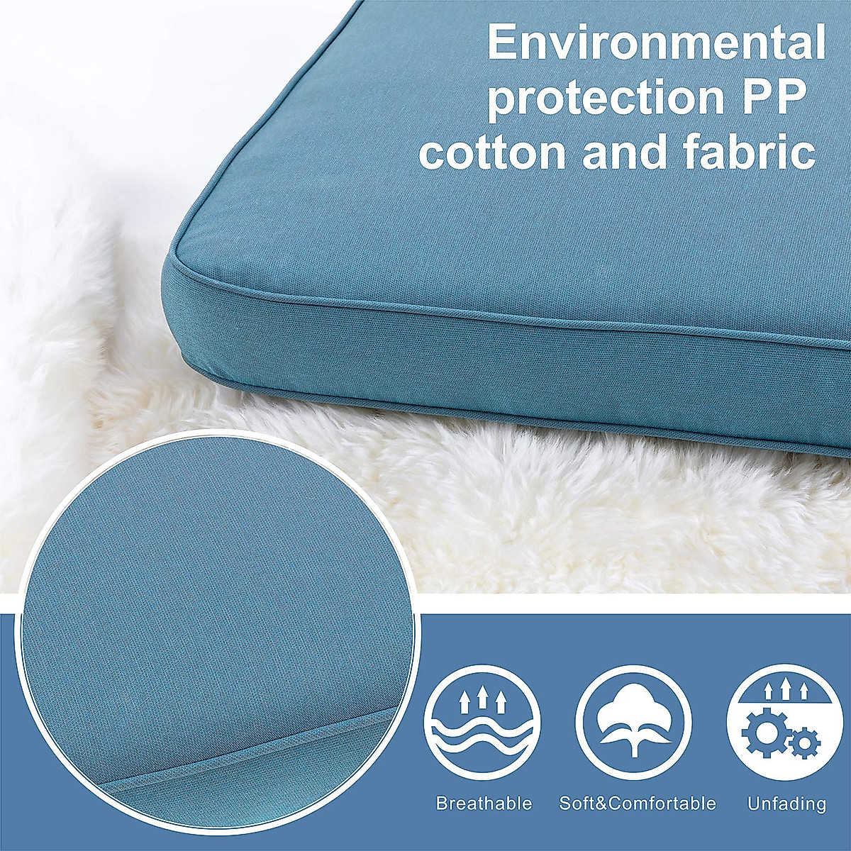 Shintenchi Outdoor Patio Metal Swing Glider Bench 2-Rocking chair Loveseat Wrought Iron Patio Furniture Steel Frame Chair Set with Cushion for Porch Balcony Garden,Bule