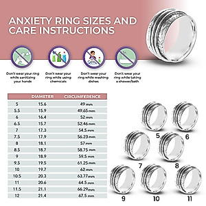 Shop LC Fidget Anxiety Ring for Women 925 Sterling Silver Spinning Spinner Rings for Men Oxidized Concave Boho Jewelry Band Meditation Stress Relief Gifts for Women Size 9 Birthday Gifts