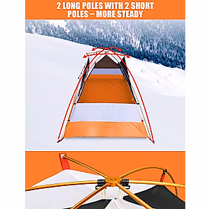 ayamaya Camping Fan + 4 Person Tent, Orange 2 Person Backpacking & Rechargeable Fan with LED Light & Remote Control, 7800mAh Portable Led Light Camping Lantern Fan USB Desk Ceilling Fan