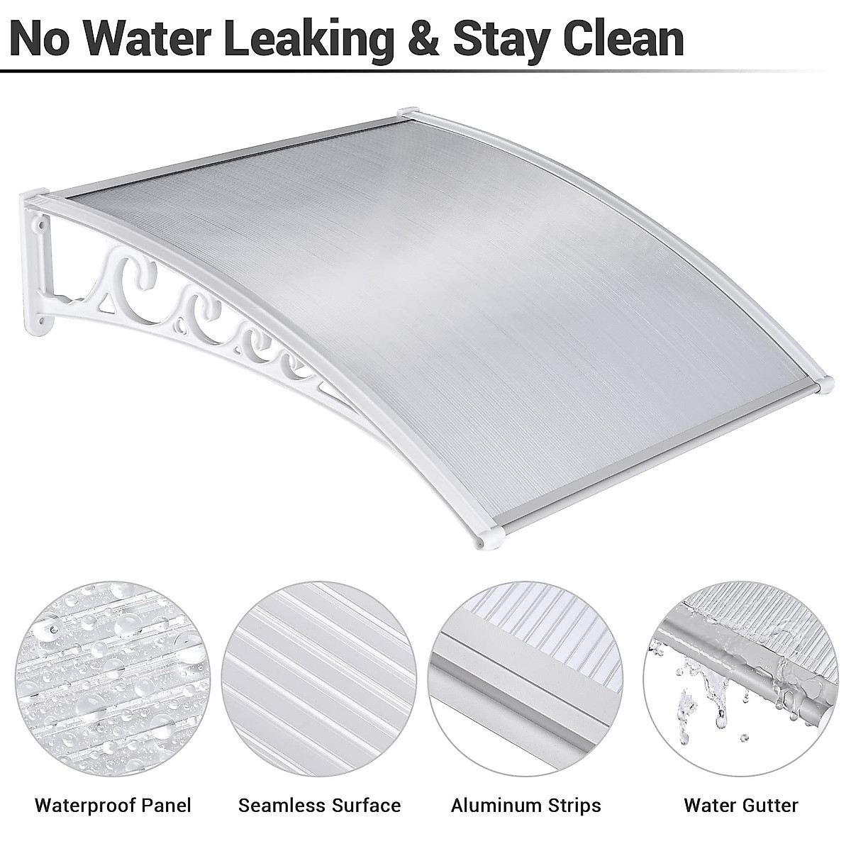 Yescom 40"x40" Outdoor Awning Patio Window Door Canopy Cover UV Protection Hollow Sheet