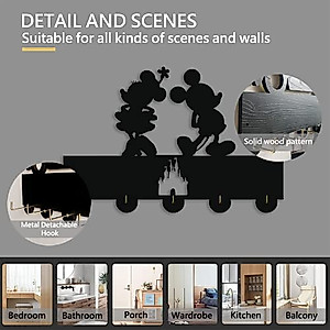 YSDESIGN Mickey Door Hooks,Disney Mickey Mouse Cartoon Animation Coat Hooks,Key Holder,Key Hanger for Wall、Entryway and Living Room -Unigue Gift-5 Hooks-20LB(Max)