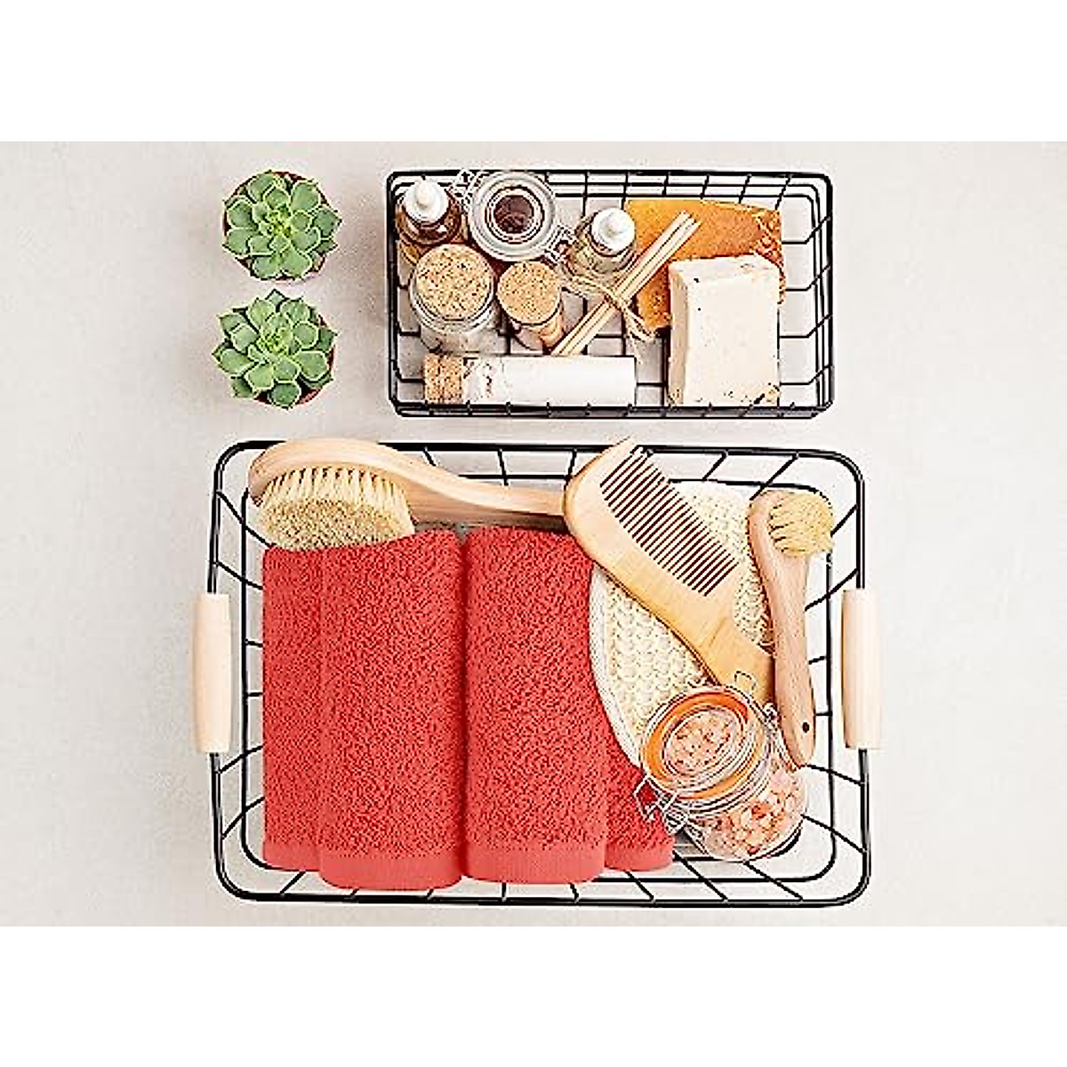 Utopia Towels 12 Pack Cotton Washcloths Set - 100% Ring Spun Cotton, Premium Quality Flannel Face Cloths, Highly Absorbent and Soft Feel Fingertip Towels (Coral)