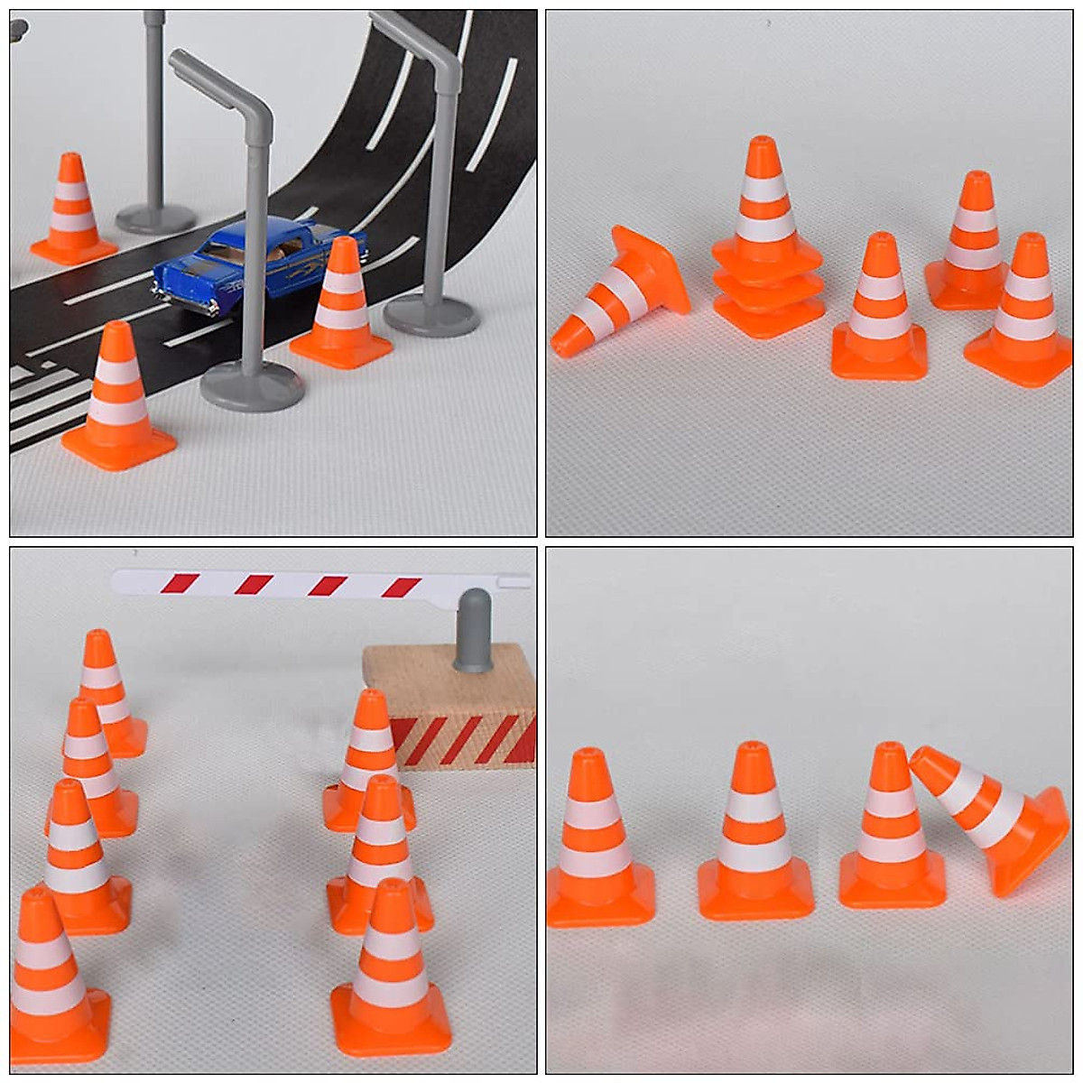 NUOBESTY Traffic Signs for Kids 7Pcs Mini Plastic Traffic Cones Training Roadblock Cones Mini Orange Cones for Multipurpose Construction Theme Party Sports Activity Cones- Orange Small Cones