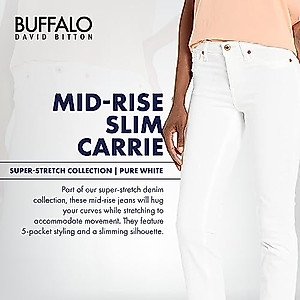 Buffalo David Bitton Women's Carrie Mid Rise Slim Jeans, Pure White, 27