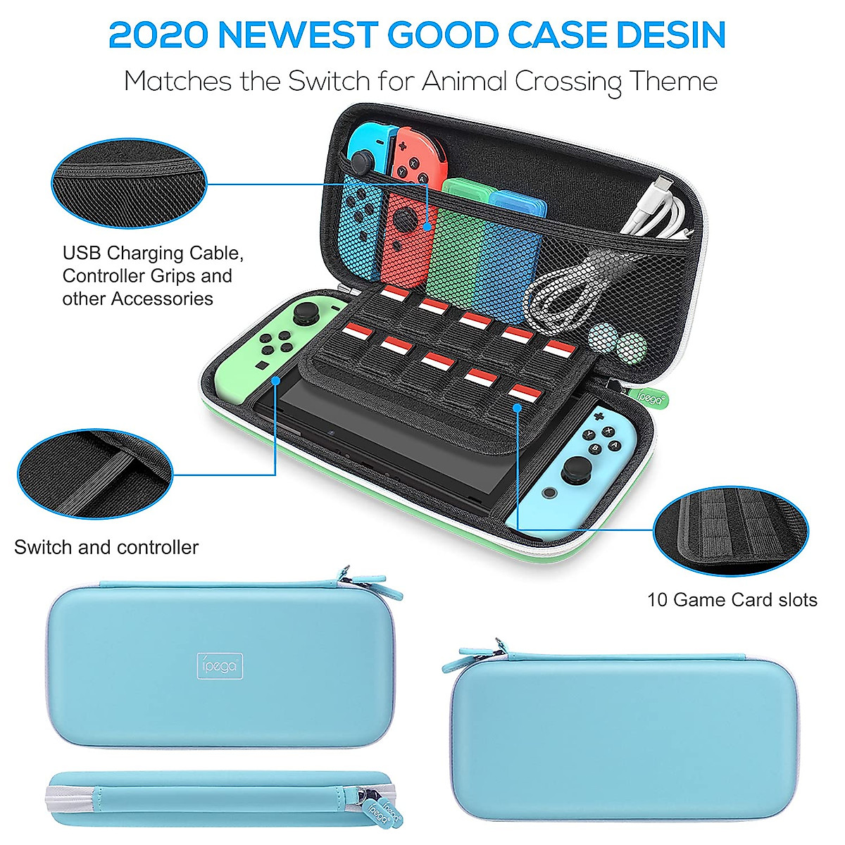 Accessories Bundle Compatible with Nintendo Switch for Animal Crossing,26 in 1 Accessories kit Carrying Case,Screen Protector,Handle Grips,Steering Wheels,Silicone Case,Thumb Caps for Joy Con