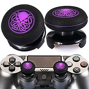 Playrealm FPS Thumbstick Extender & Printing Rubber Silicone Grip Cover 2 Sets for PS5 Dualsenese & PS4 Controller (Cthulhu Secret)