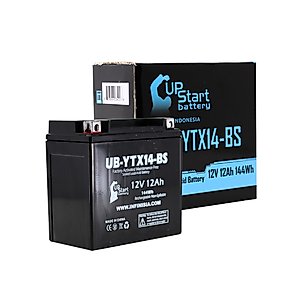 Replacement for 2006 Honda TRX350 Rancher 350 CC Factory Activated, Maintenance Free, ATV Battery - 12V, 12AH, UB-YTX14-BS