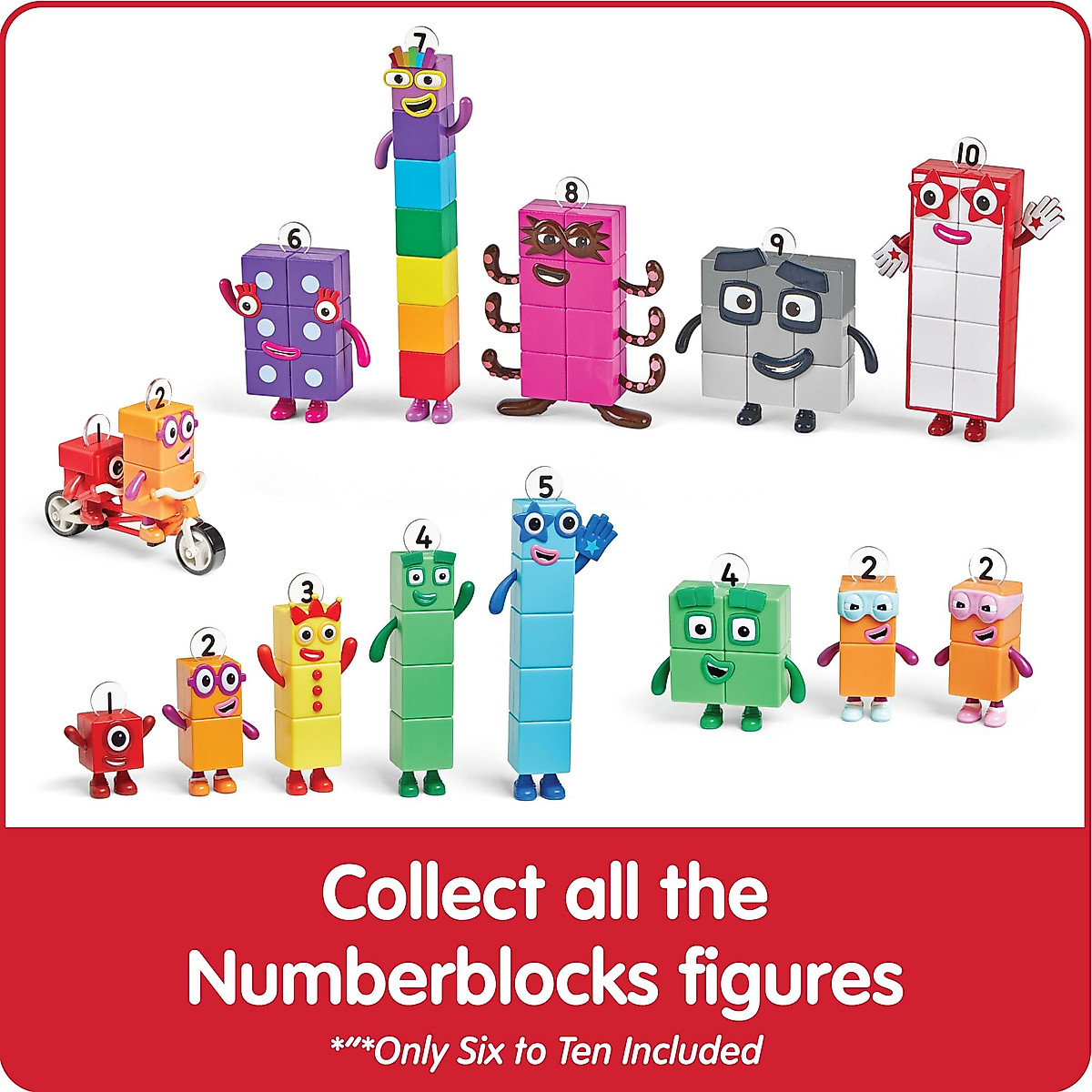 hand2mind Numberblocks Friends Six to Ten, Action Figure Set, Toy Figures, Small Figurines for Kids, Counting Blocks, Numbers for Toddlers, Math Toys, Kids Birthday Gifts, Easter Basket Stuffers