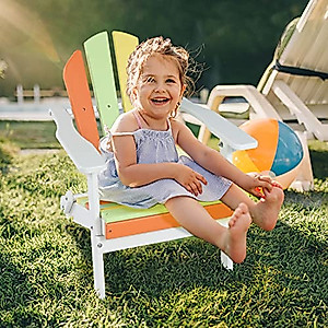 ABCPATIO Small Adirondack Chair Outdoor Small Patio Chair for Garden Porch Deck Backyard, Rainbow