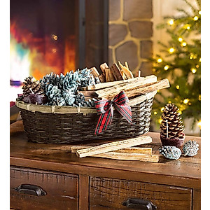Plow & Hearth Fire Starter Basket with Fatwood, Color Cones and Wax Cones
