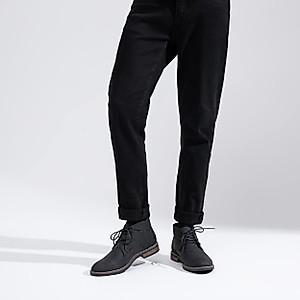 Jousen Men's Chukka Boots Lace Up Desert Ankle Boots Classic Causal Dress Boots For Men(AMY656A black 11)