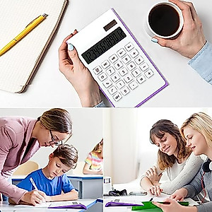 Purple Calculator, UPIHO Purple Office Supplies and Accessories, 10 Digits Solar Battery Basic Office Calculator, Dual Power Desktop Calculator with Large LCD Display, Purple Office Supplies