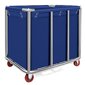 Commercial Laundry Cart with Wheels 11.35 Bushel Industrial Laundry Cart Basket Trucks Heavy Duty Large Laundry Carts Hampers for Hotels & Hospital