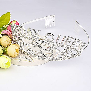AOPRIE Birthday Tiara for Women Silver Birthday Queen Headband Happy Birthday Tiara and Crown for Women Rhinestone Crystal Decor