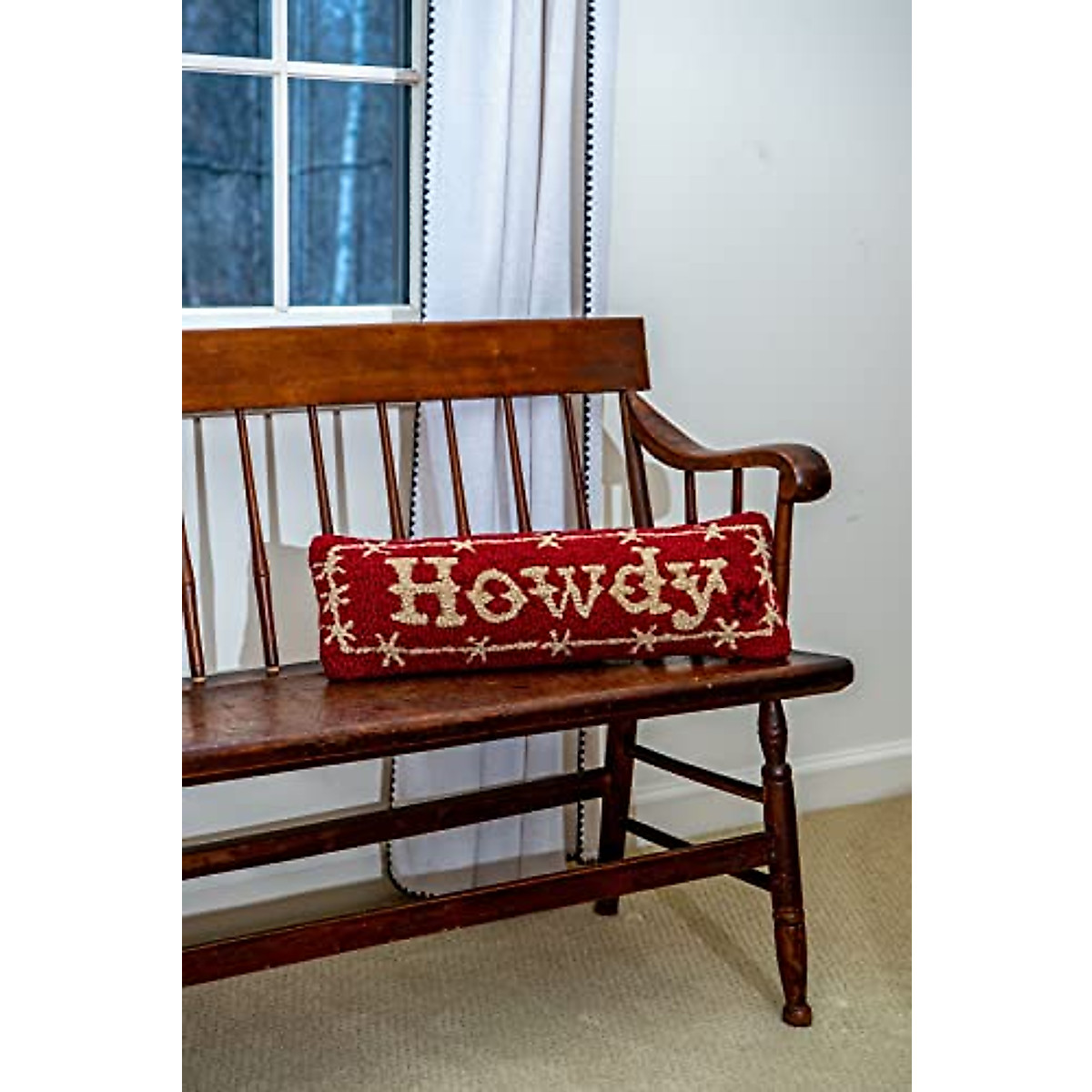 Chandler 4 Corners Artist-Designed Howdy Hand-Hooked Wool Decorative Throw Pillow (8” x 24”) Cowboy-Themed Pillow for Couches & Beds - Easy Care, Low Maintenance - Country Western Decor for Homes