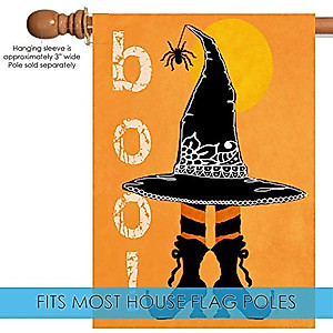 Toland Home Garden 28x40 Inch Double Sided House Flag Halloween Flag, Boo Boots Spooky Halloween Garden Flag For Outdoor Yard Flag Decoration