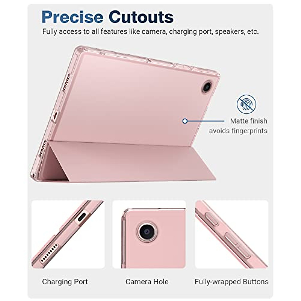 TiMOVO for Galaxy Tab A8 Case 2021/2022 10.5 Inch SM-X200/ SM-X205, Slim Soft TPU Translucent Frosted Back Protective Cover Shell with Auto Wake/Sleep Feature for Samsung A8 Tablet, Pink