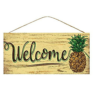 Craig Bachman 12" Wooden Sign: Welcome Pineapple Wall Hanger Door Hanger AP8368