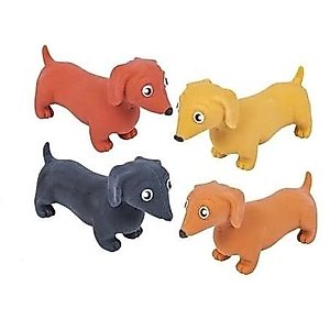 Dachshund Dogs 4 Pack Stretchable Squeezy -Fidget- Anxiety-Stress Reliever, – Party Favor, Accessory, Goody Bags, Prizes, Piñatas, Stocking Stuffers, Carnivals