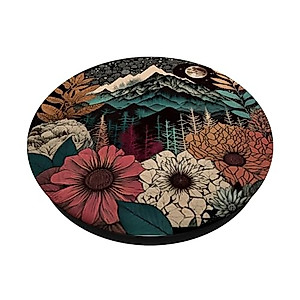 Boho Chic Floral Moon Mountain Forest Nature Retro Flower PopSockets Standard PopGrip