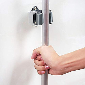 Vankcp 10Pcs Broom Mop Wall Mount Holder Gray Wall Rack Organizer Bathroom Storage Hanger with Screws for Home, Kitchen, Garden