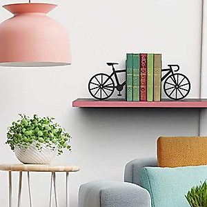 Bookends Bicycle, Bookends for Shelves, Book Ends for Office, Modern Bookends for Desk and Bookshelves, Metal bookends, Heavy Duty Metal Black Bookend Support, Creative Book Ends.