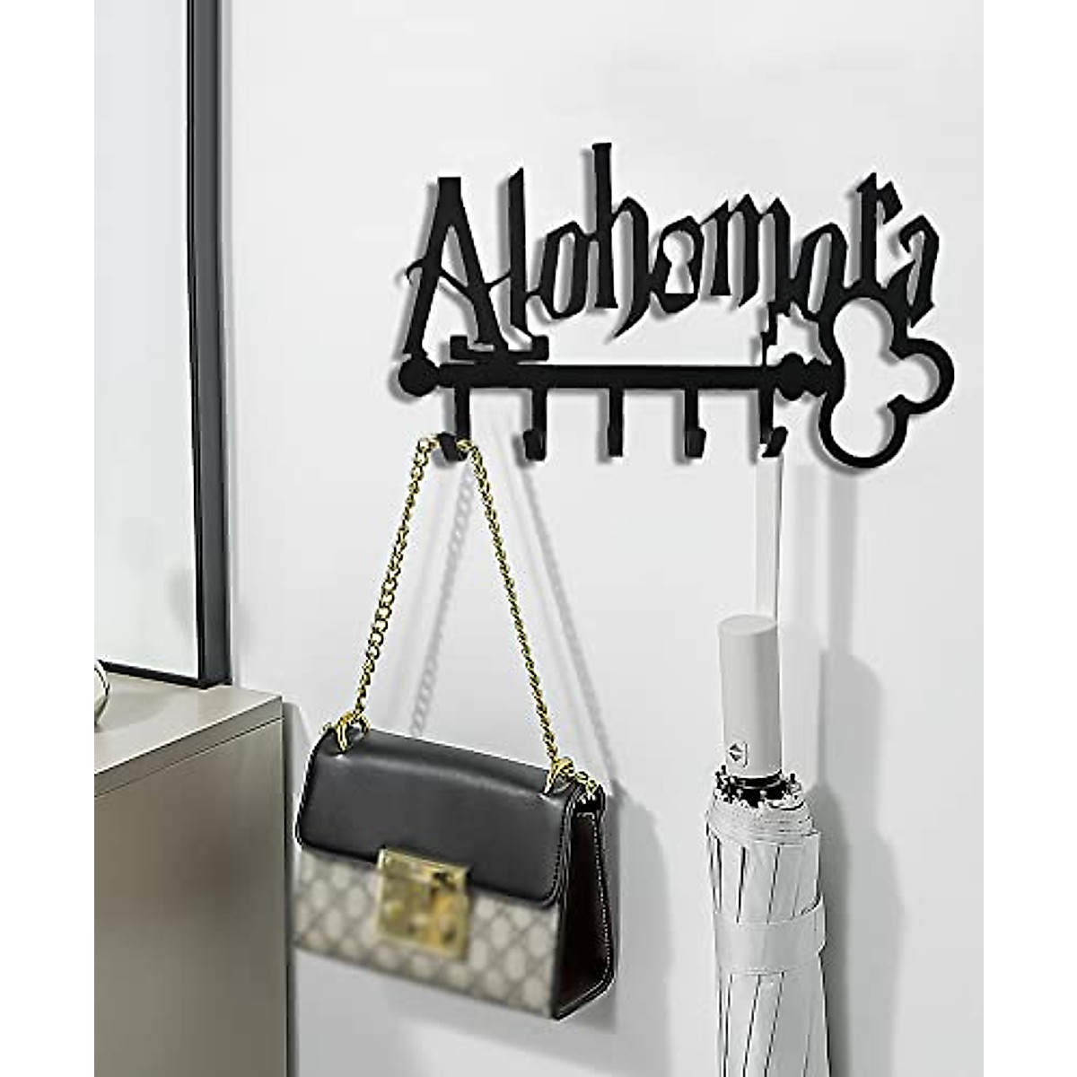 Toaazhy Key Hooks for Wall Decoration,Alohomora Magic Theme,Wall Mounted Hooks Metal Key Holder for Entryway Key Cabinet,Kids Room Decor,Men,Hallway,Dog Leash,Garage,Matte Black,Halloween